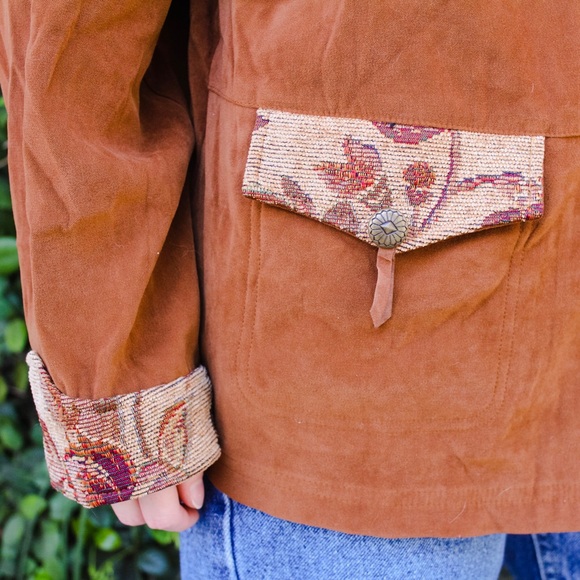 Vintage | Jackets & Coats | Vintage Susan Graver Suede Floral Jacket ...